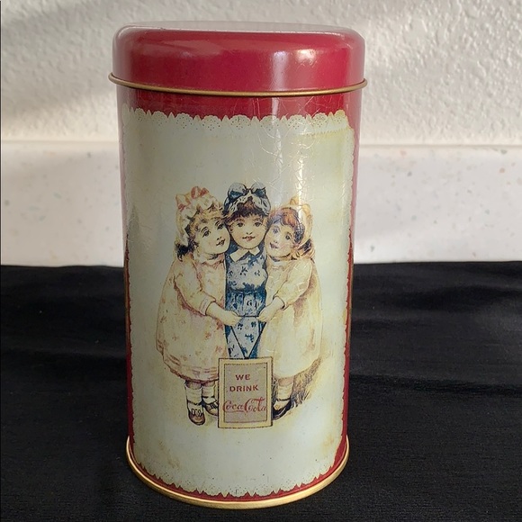 Coca Cola | Other | Vintage Coca Cola Collectible Cylindrical Tin Box ...